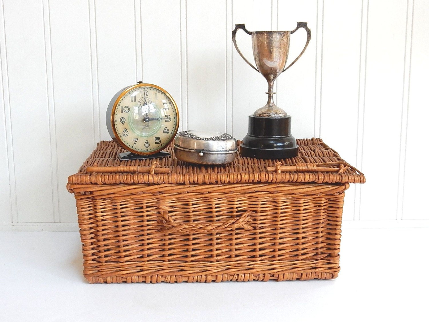 VINTAGE SEWING BASKET – Wicker Rattan – Picnic – Sewing – Stacking ...