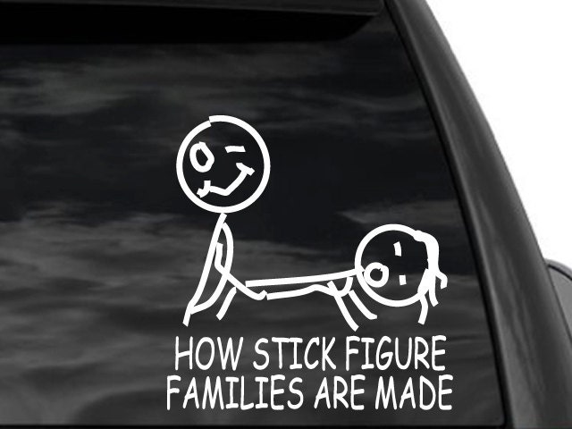 Funny Stick Figure Window Decal 10x10 in white