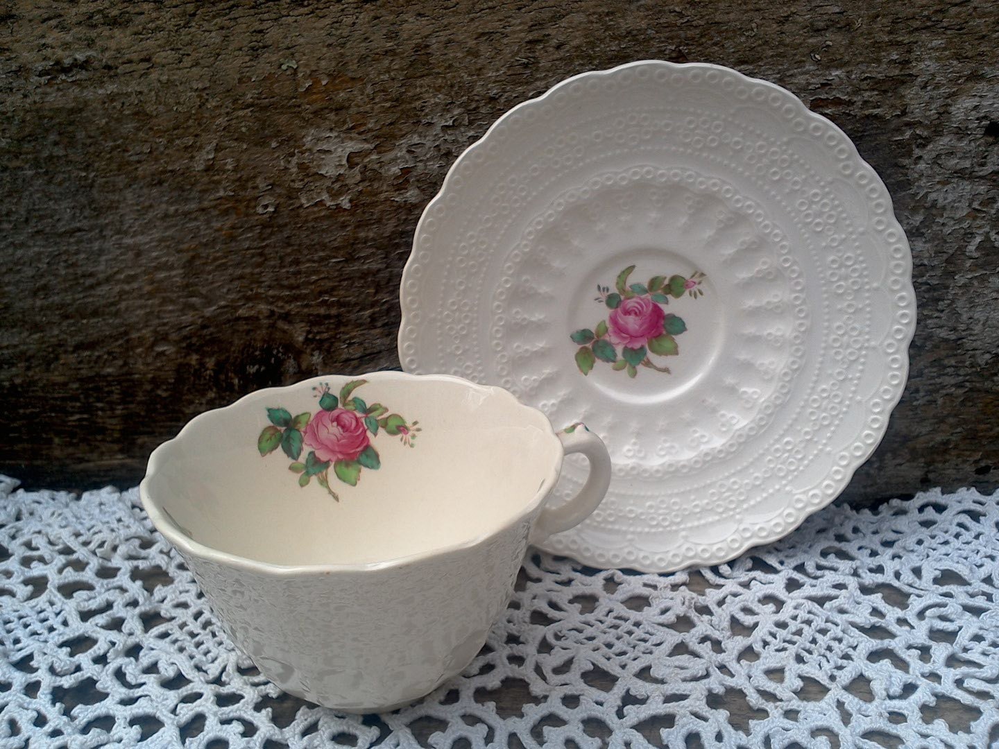 Vintage Spode’s “Billingsley Rose” Tea Cup and Saucer, Spode Jewel ...