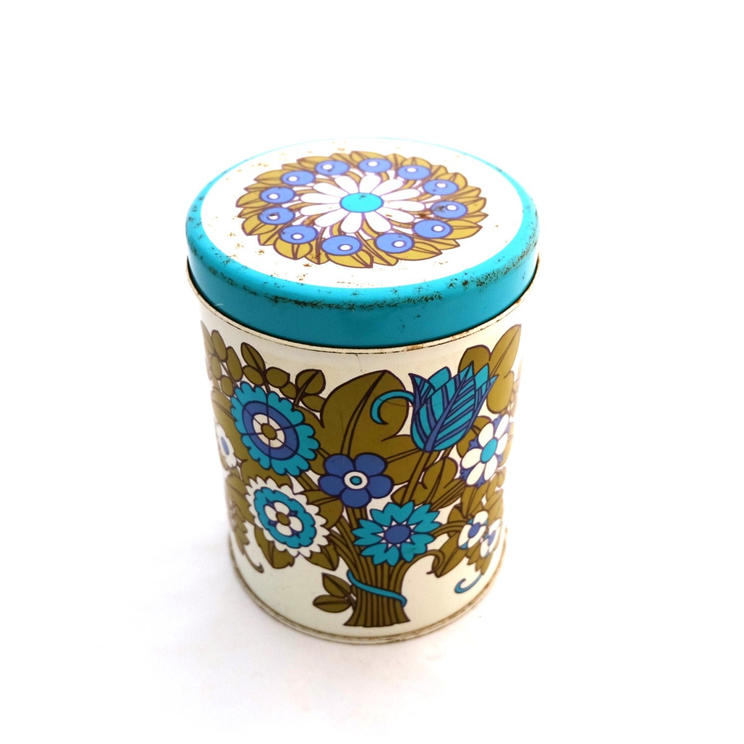 Retro Floral Tin Box, Tin Box Container, Retro Floral Tin, Decorative ...