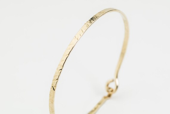 Yellow Gold Filled Bangle Open Bangle Textured by RuxiTirisi