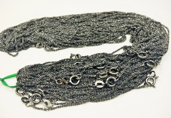 925 Sterling Silver Chain Diamond Cut Rope Oxidized 1.4mm