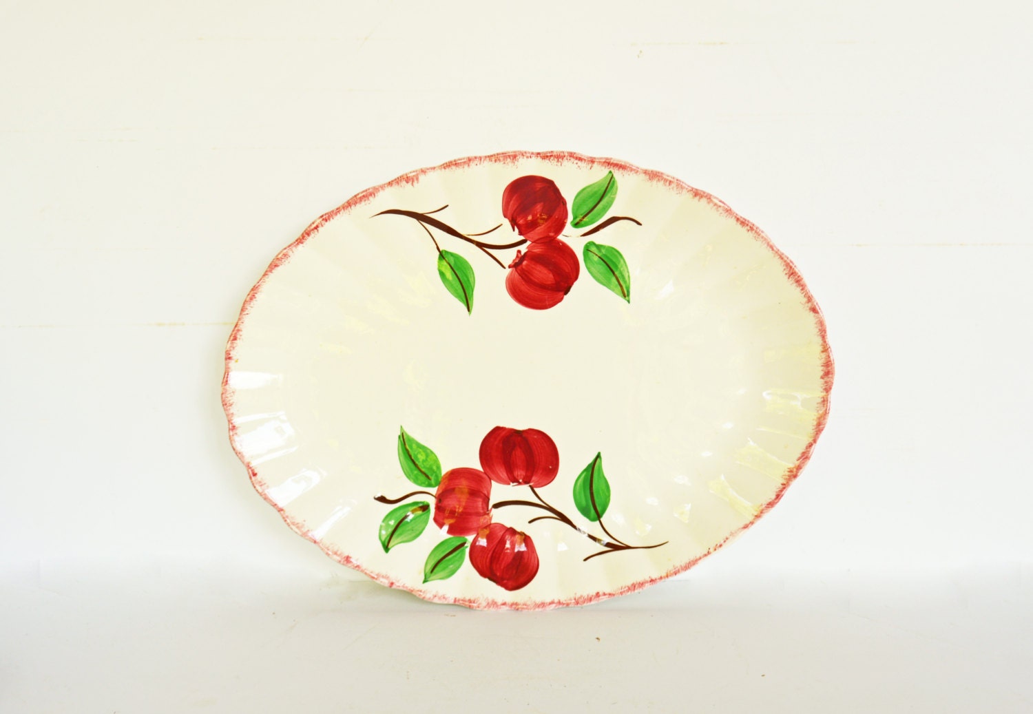 Vintage Serving Platter, Blue Ridge Pottery, Red Cherry Bounce Serving ...