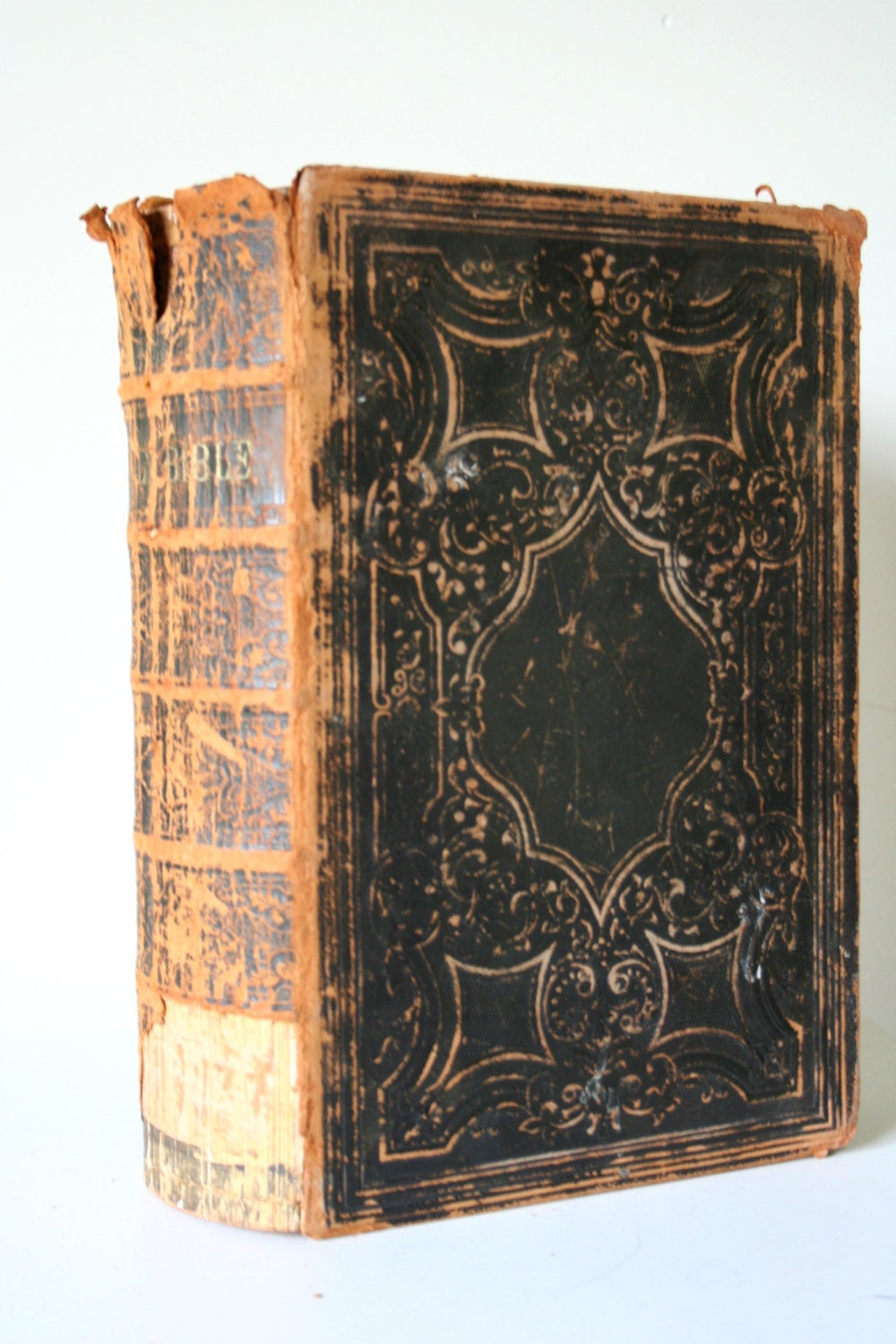 Antique Family Bible Leather Bound 1868 Holy Bible Old and