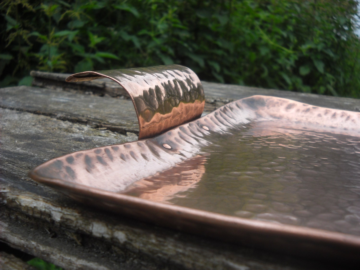 Arts and Crafts Hand Hammered Solid Copper Tray Two Handles All Hand ...