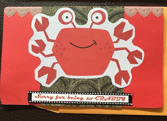 nautical sorry for being so crabby apology crab greeting card