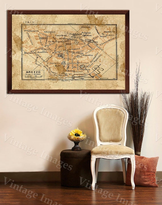 Old map of Arezzo Italy 1935 Arezzo map up to by VintageImageryX