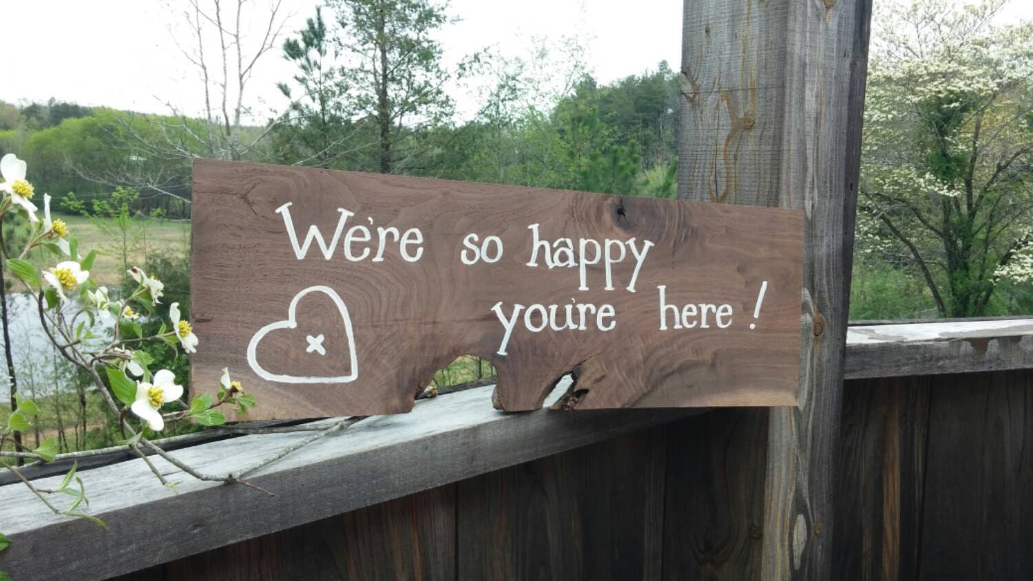 We're So Happy You're Here Rustic Wedding Sign Add