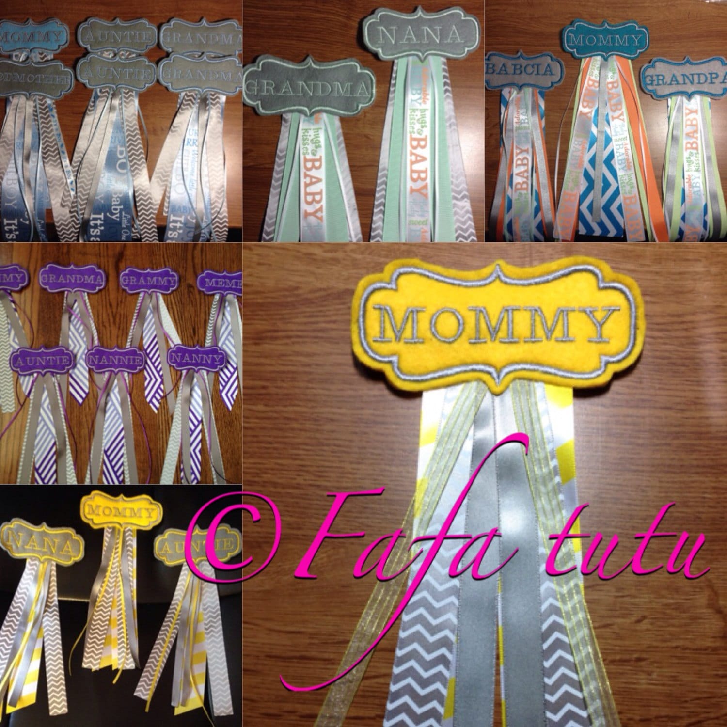 Name Tag Ribbon Badge made to order by Fafatutu on Etsy