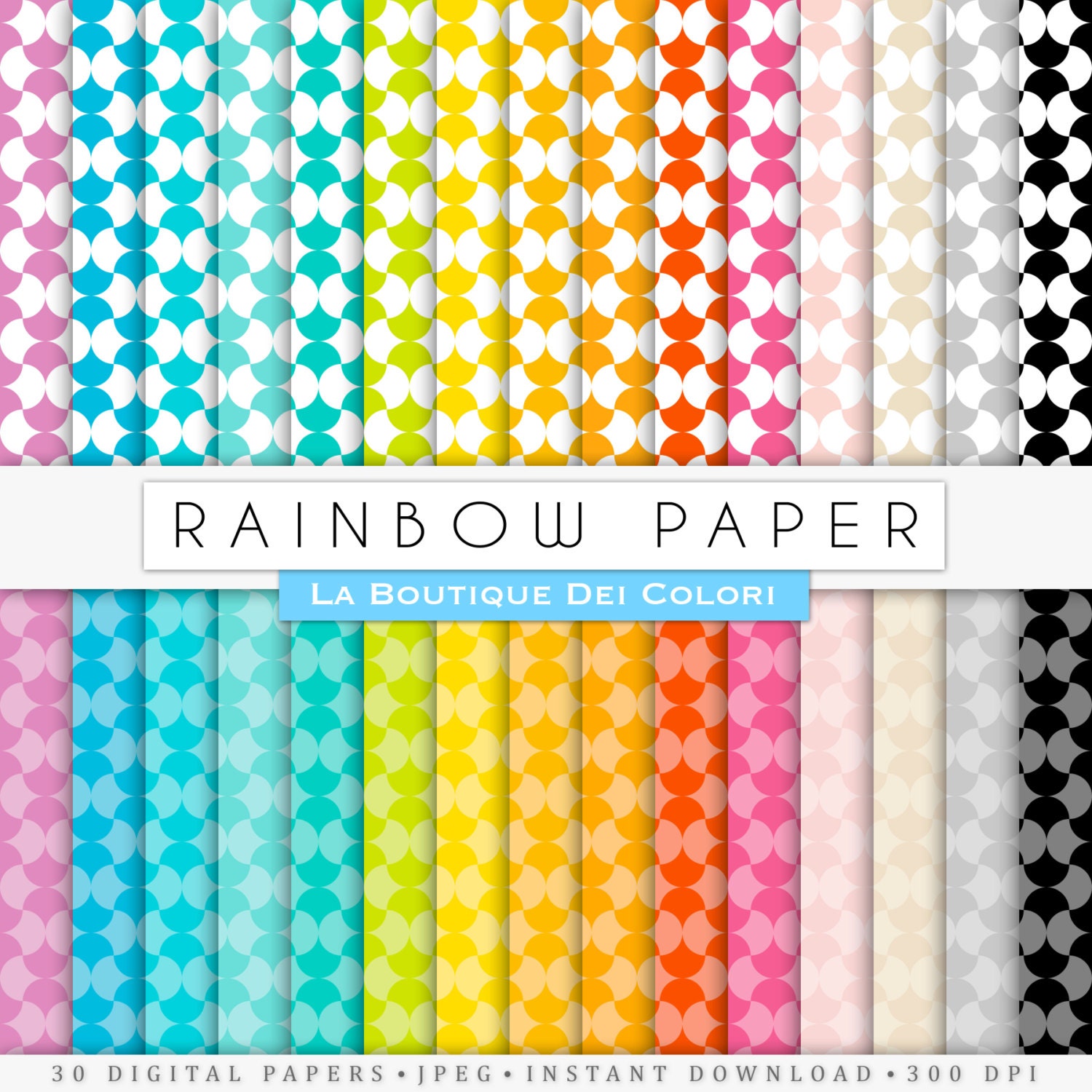 Scrapbooking Digital Paper all colors Rainbow Printable