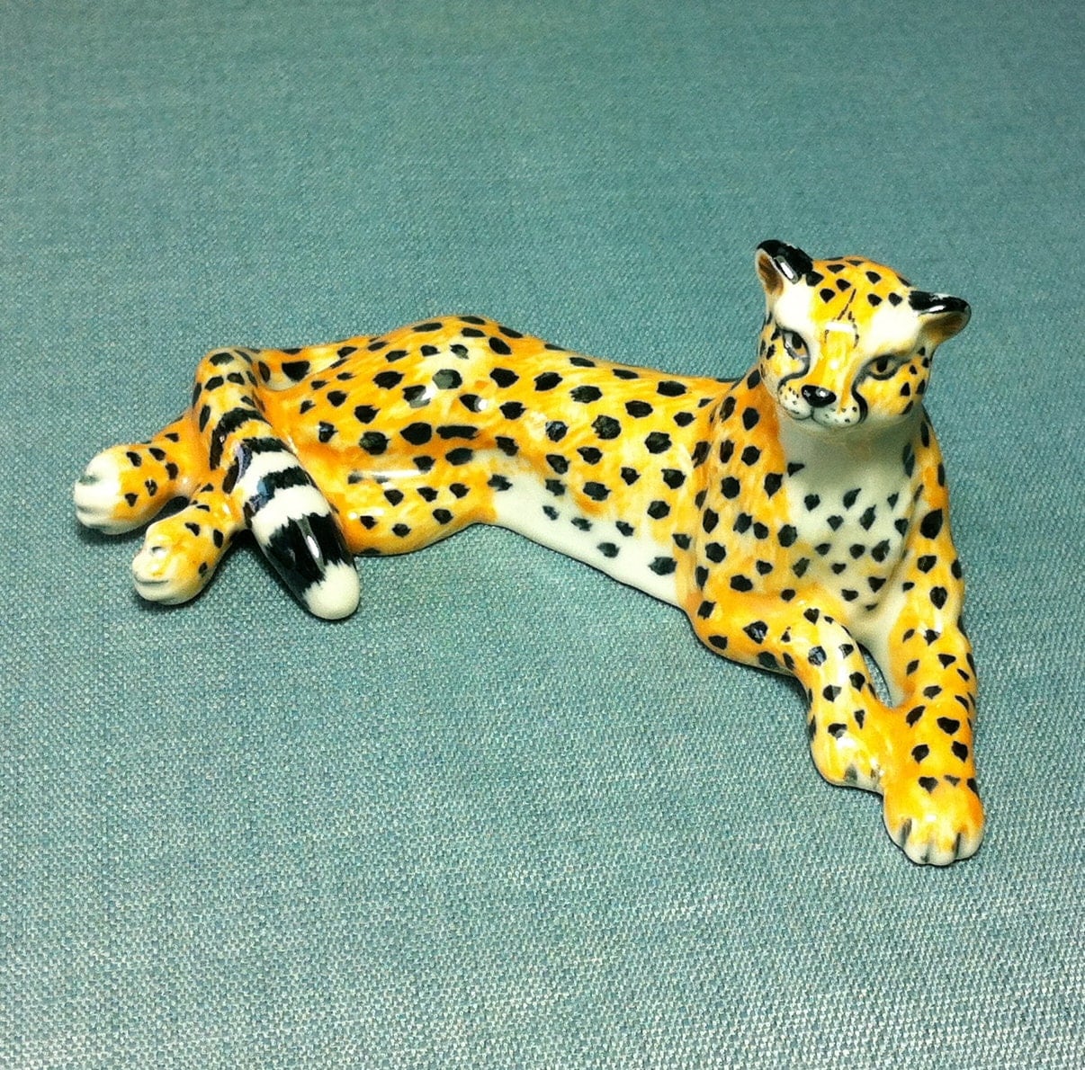 Miniature Ceramic Cheetah Leopard Feline Wild Animal Cute