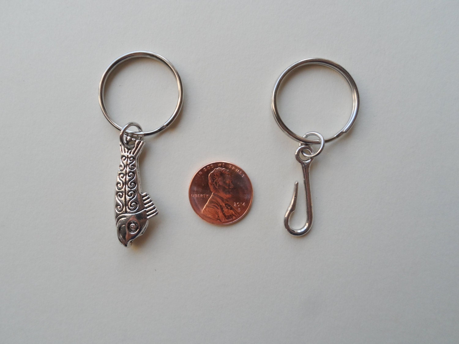 Fish and Hook Keychain Set Couples Keychains by JewelryEveryday