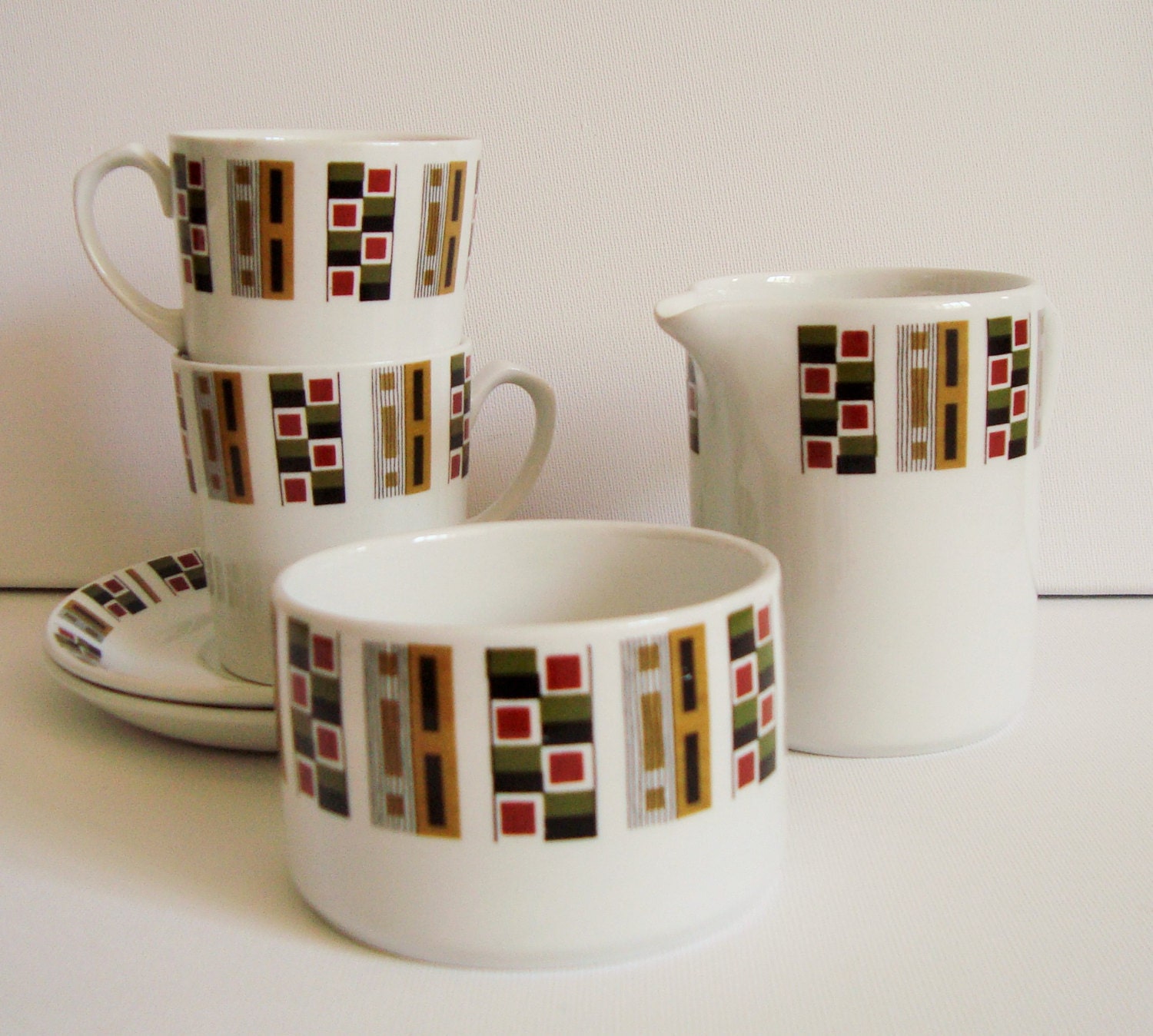 Alfred Meakin tea coffee set brown cube pattern – Haute Juice