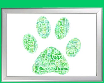 Paw print word art | Etsy