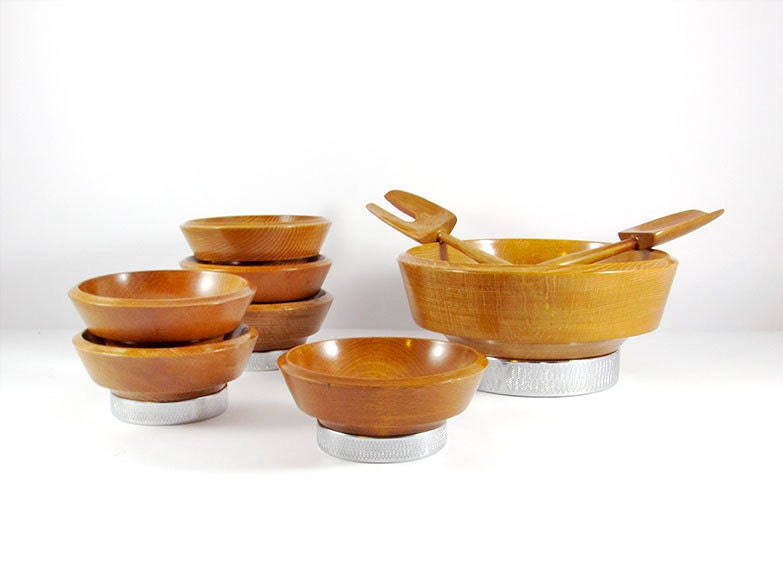 Mid-Century Chromium Wood and Chrome Salad Set by Hellerware – Haute Juice