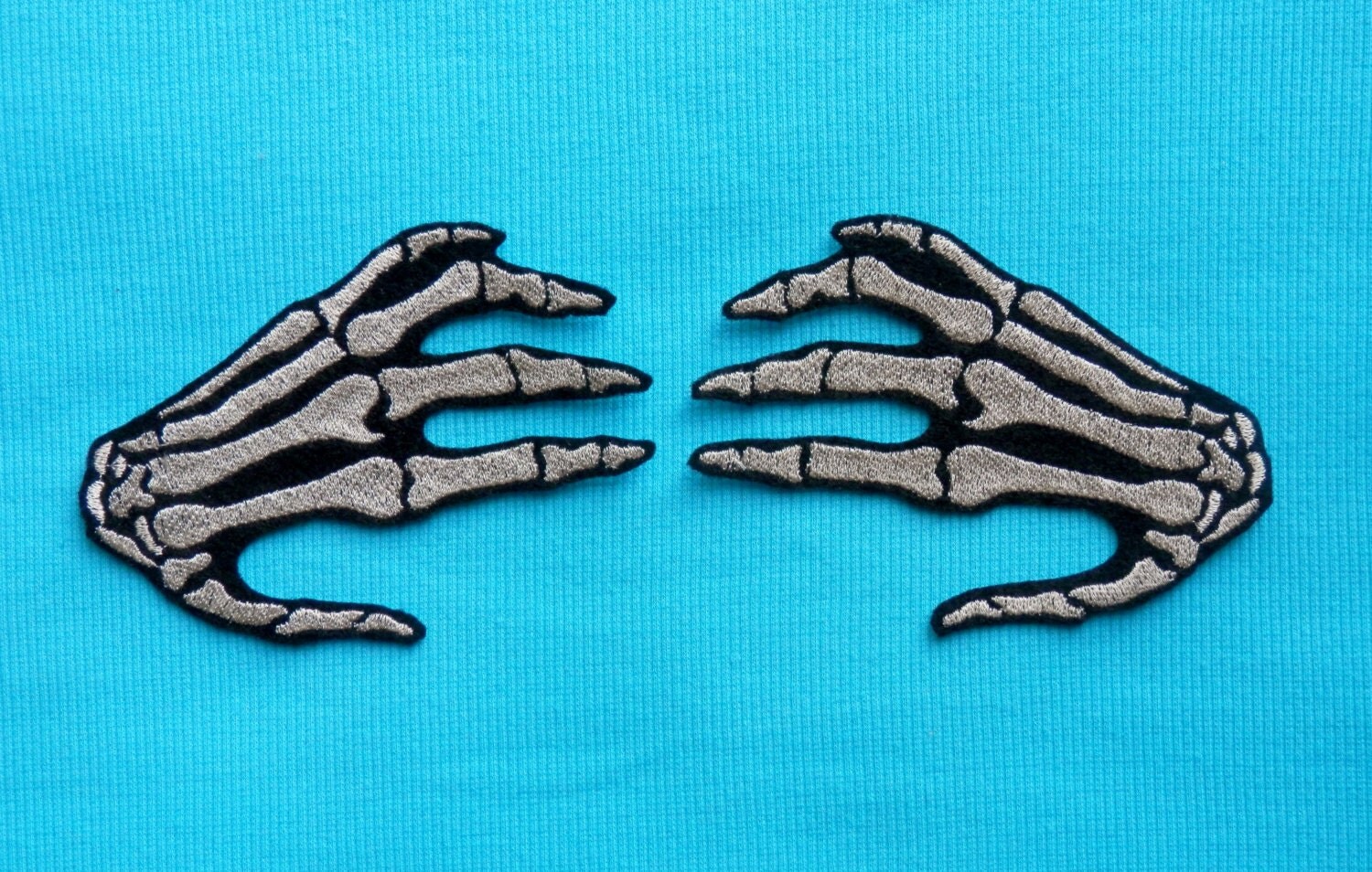Skeleton Hands Iron on Patch Left and Right Set 3.1 X