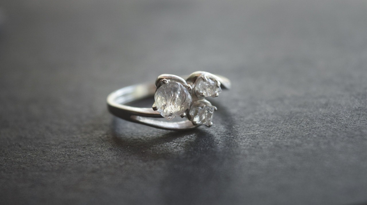 Handmade Unique Engagement Ring Small Diamonds Dainty Boho