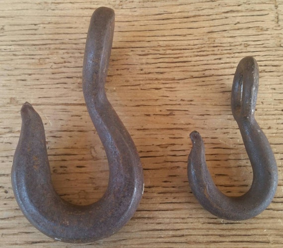 Vintage Barn Hooks Rusty Hook Old Industrial Hook by BrassAttics