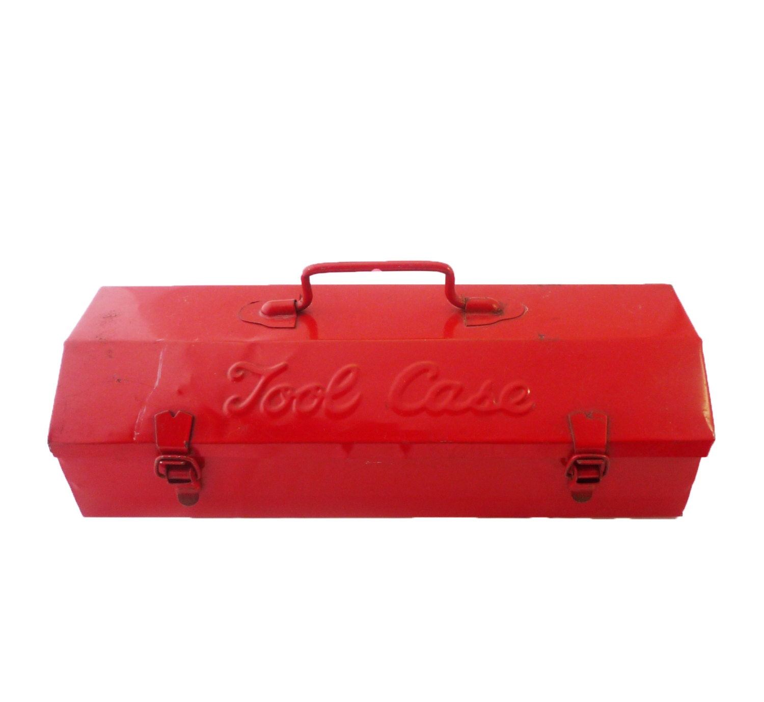 VINTAGE 1970’s , Wonderful Red Metal / Tin Industrial Tool Box / Case ...