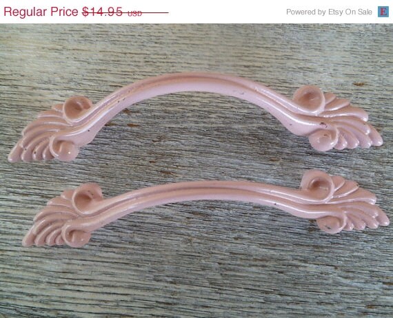 SALE Vintage Set of 2 Chippy Pink Metal by silverlininghome