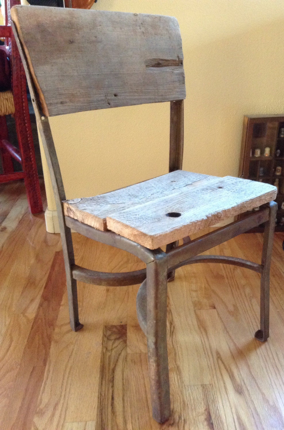 Antique Industrial salvage metal child’s chair anthropology reclaimed ...
