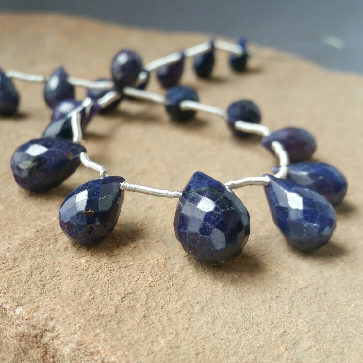 62ct Genuine Blue Sapphire Faceted Tear Drop by UngarImpex on Etsy