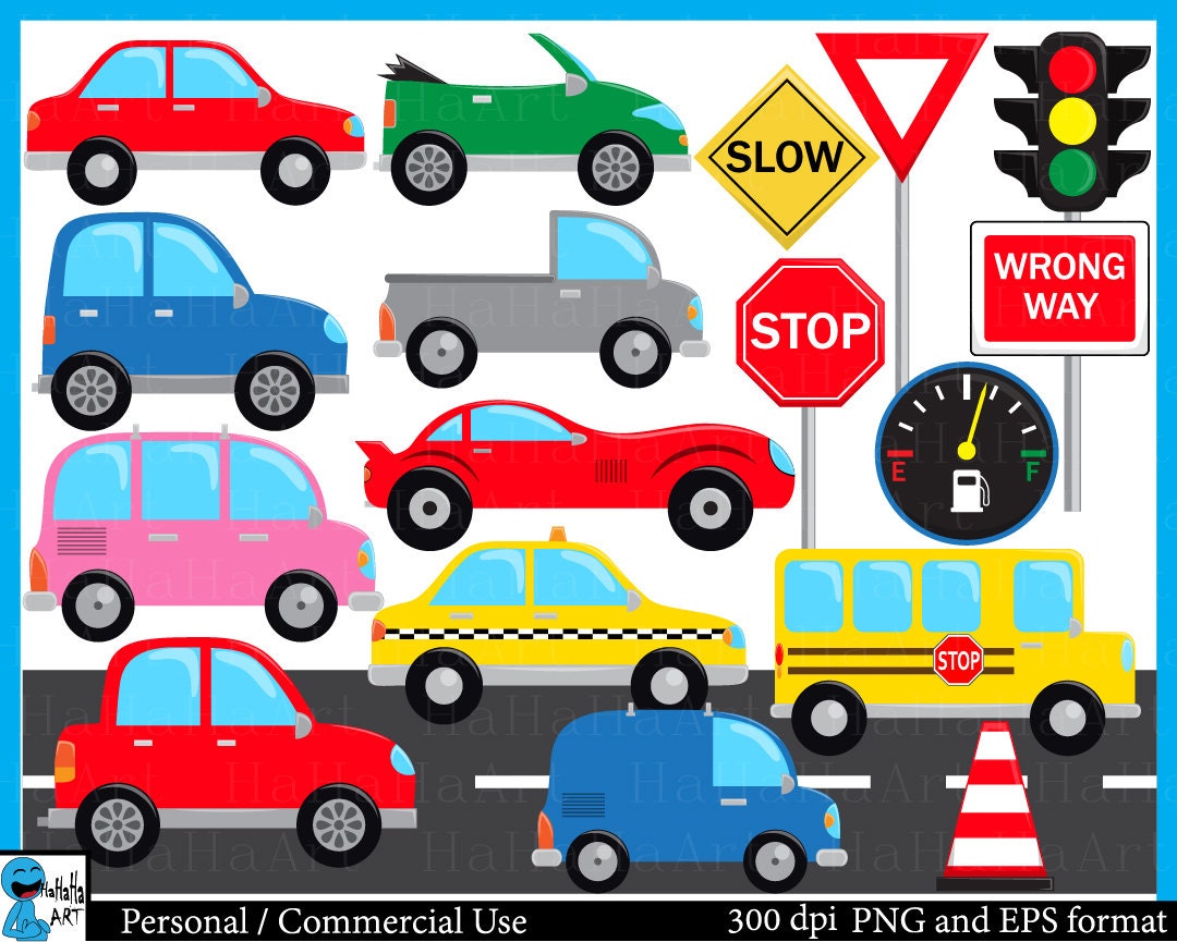 Cute Cars Set Clipart Digital Clip Art Graphics Personal