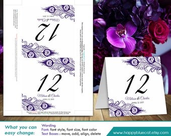 DiY Printable Table Number Card Template Instant by HappyBlueCat
