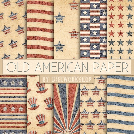 American Digital Paper: Old American Paper by DigiWorkshop on Etsy