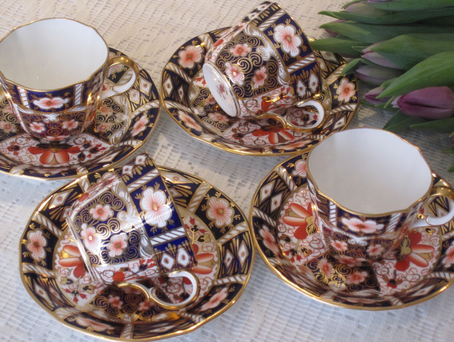 Set Of 4, Royal Crown Derby Made In England Traditional Imari 2451 Tea ...