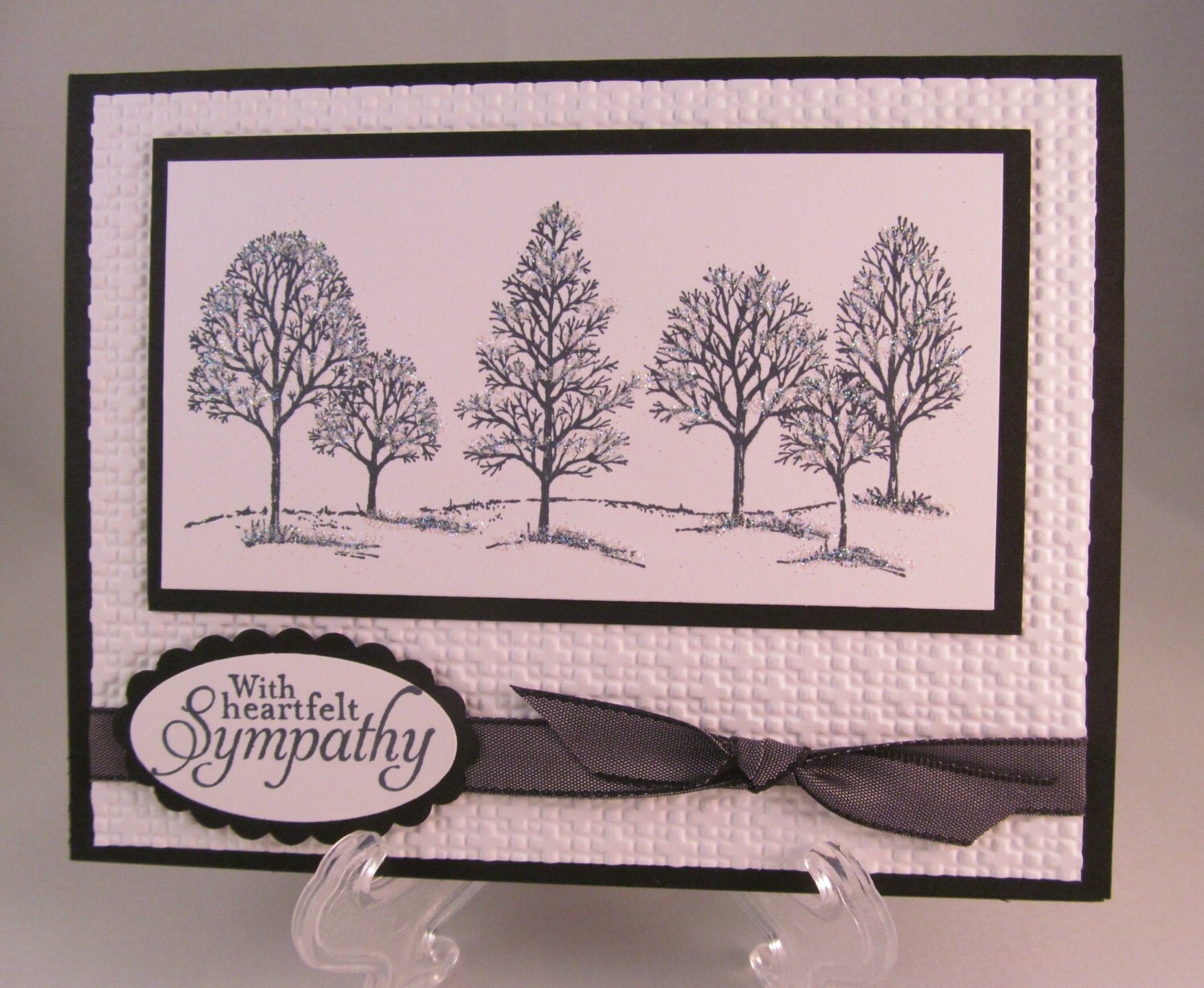 SYMPATHY TREES Hand Stamped Greeting Card in by PrettyOnPaperShop