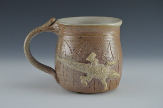 Alligator Lizard Clay Homemade Drinking Mug by Krazy4craftz