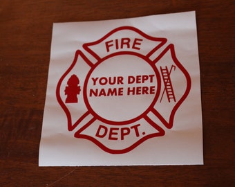 Fire dept decal | Etsy