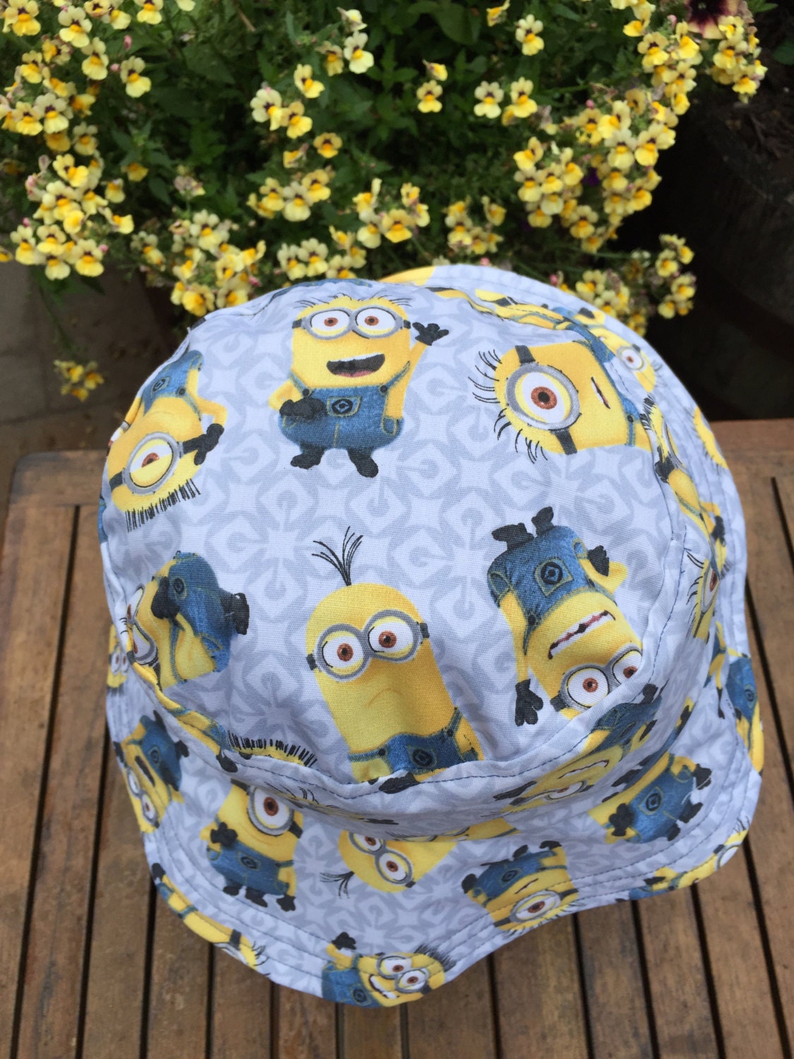 Minion Despicable Me Reversible Bucket hat. Summer Sun Hat.