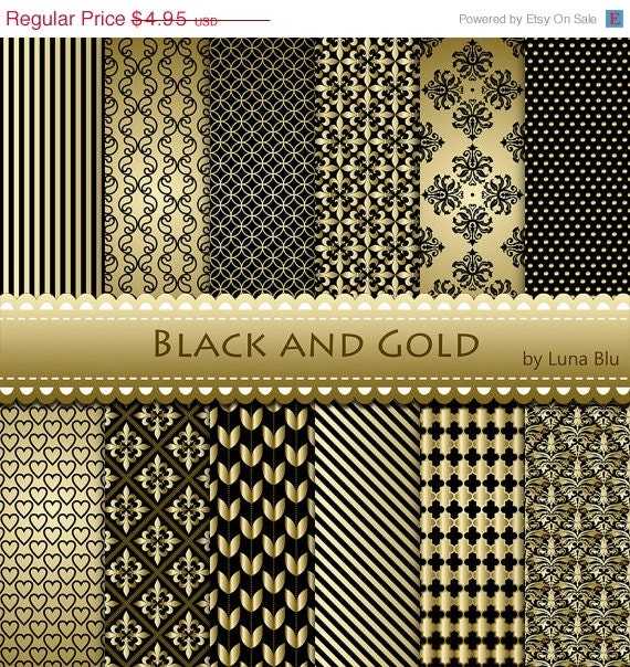 New Item added to my shop:Black and Gold Digital Paper: “Black and Gold ...