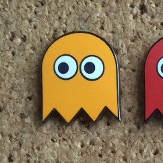 Mini Pac Man Orange Ghost Pin Clyde by PinNinja on Etsy
