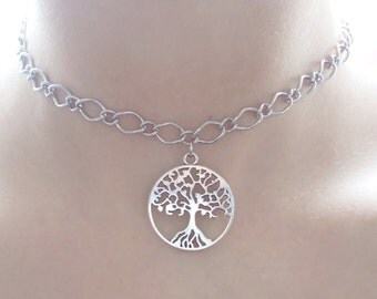 Silver tree necklace | Etsy