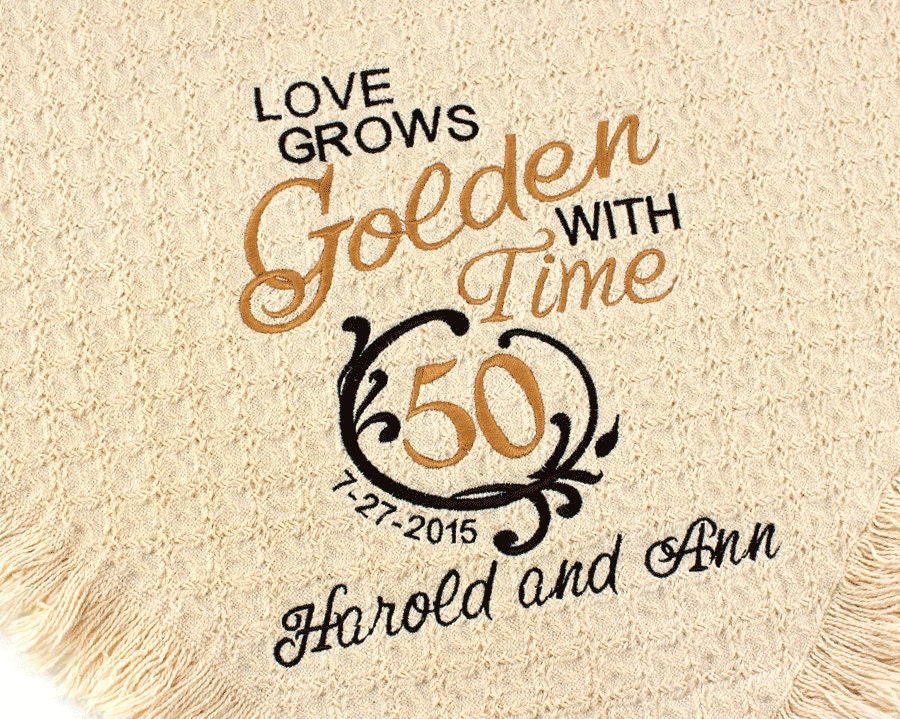 Personalized 50th Golden Wedding Anniversary Embroidered