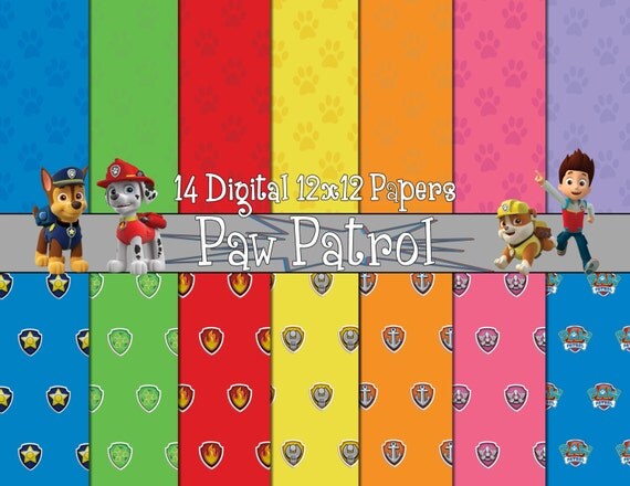 Paw Patrol Digital 12x12 Paper Pack For Kids Party Printables ...