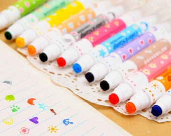 x6 Pcs Color painting pen Stamp 6 Cute Pens love by mycraft2014