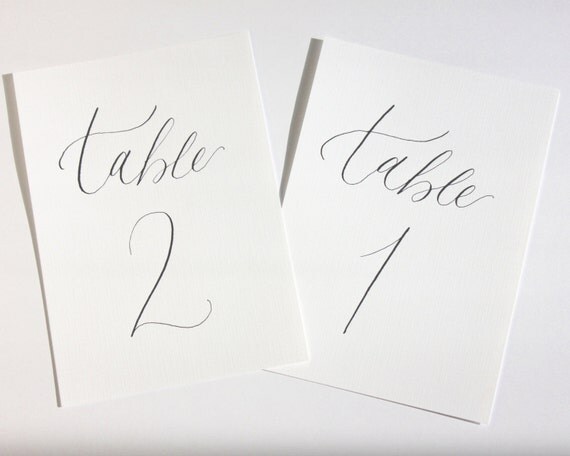 Wedding Calligraphy Table Numbers Set of 10 by LeahaGathings