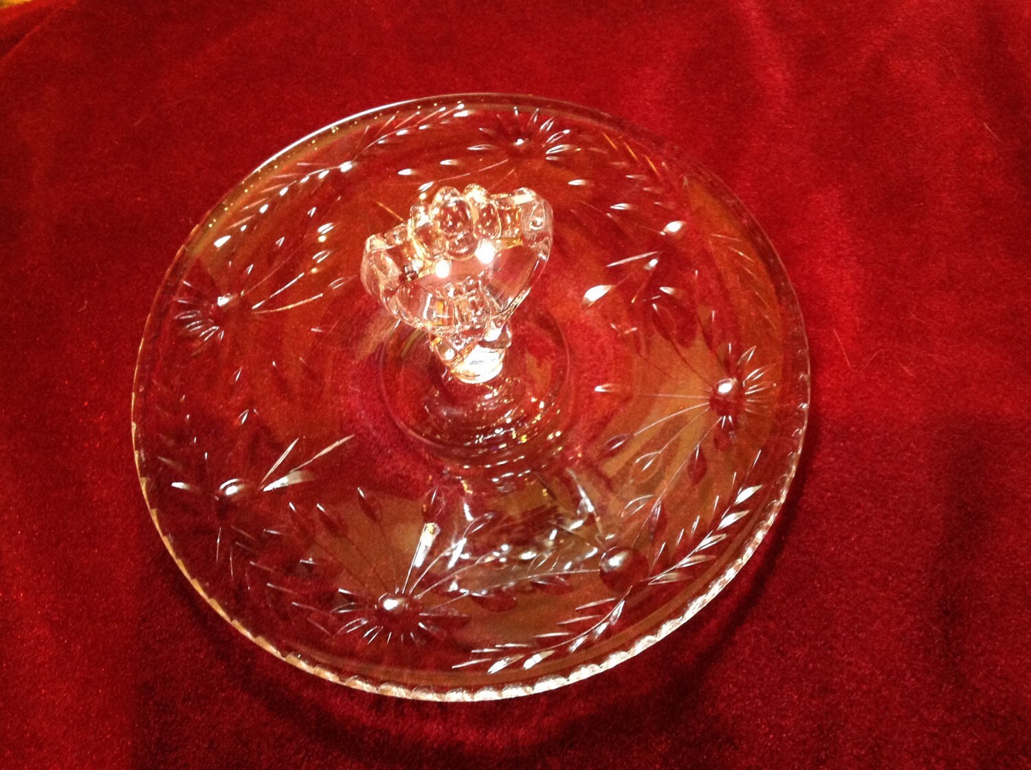 Princess House etched glass trivet, butter plate, kitsh ring dish ...