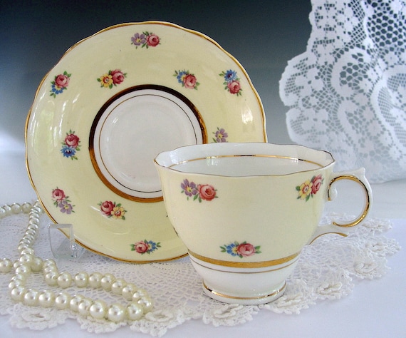 Colclough Tea Cup and Saucer Set Vintage English Bone China