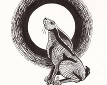 Unique moon gazing hare related items | Etsy