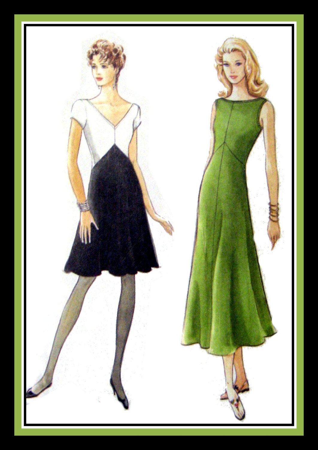 COLOR BLOCK DRESS-Vogue Sewing Pattern-Two Styles-Elegant
