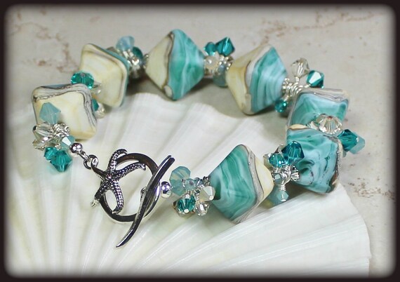 On The Beach... Handmade Jewelry Bracelet Beaded Lampwork