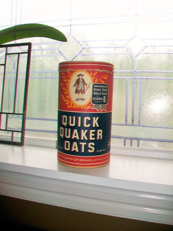 Vintage Quaker Oats Cardboard Container 1950s by RedRiverAntiques