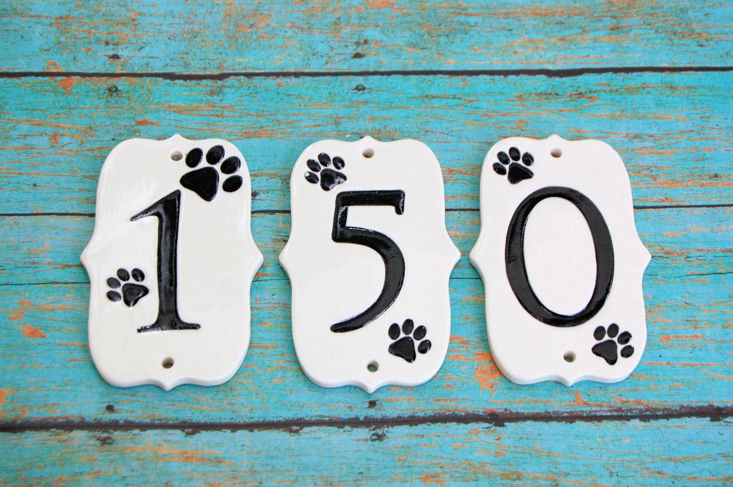 Handmade Ceramic Paw Print House Numbers Paw House Numbers