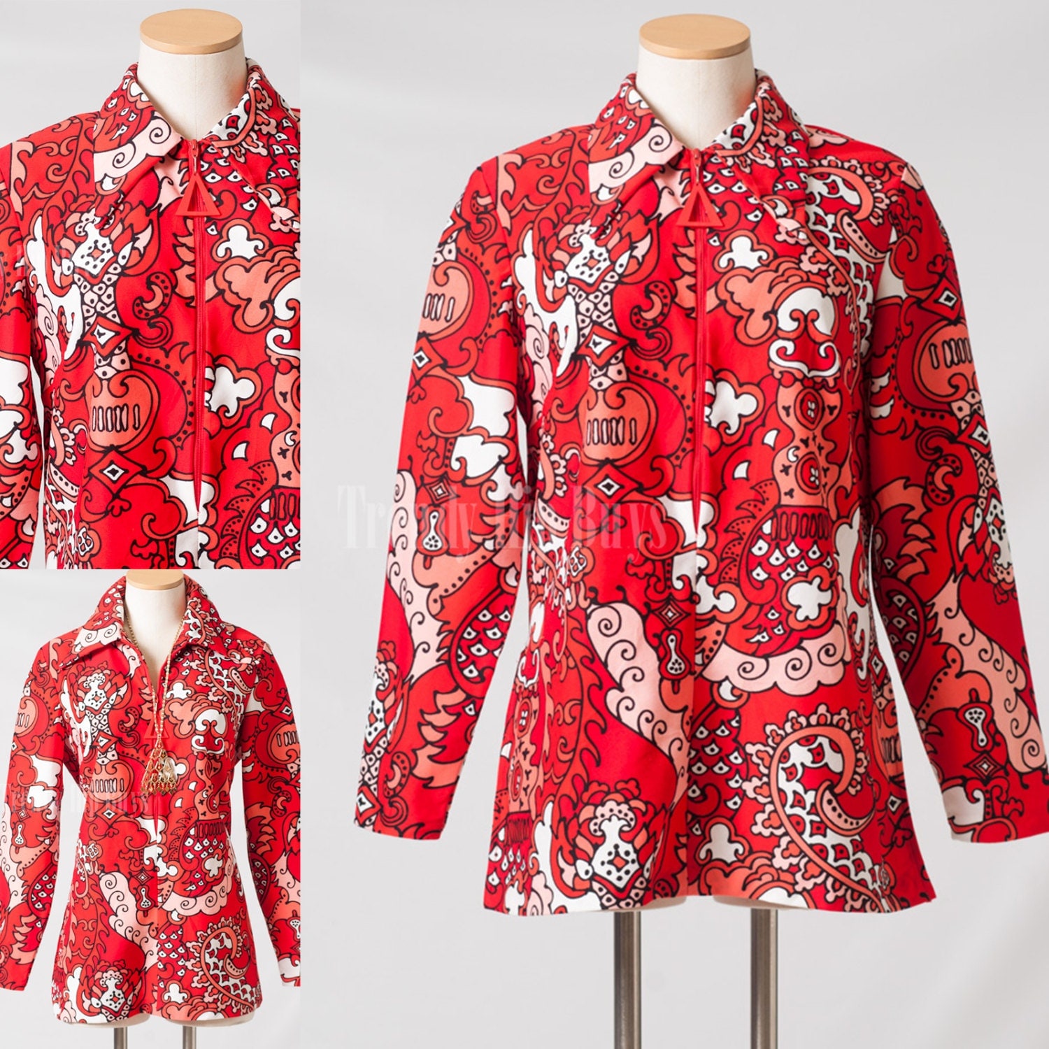 Vintage top, Vintage Red top, 70s top, Hippie top, bohemian top, Opt ...