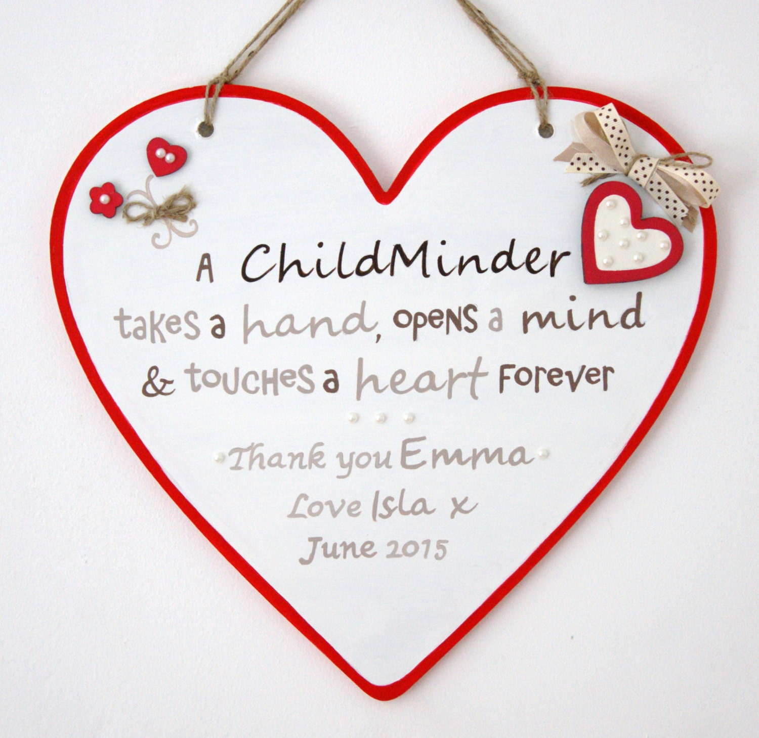Childminder Gift. Personalised Plaque. Name Sign.Thank you
